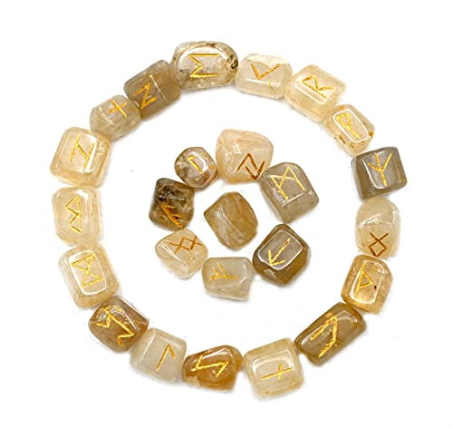 Citrine Crystal Runes Stone Set Elder Futhark - Walmart.com