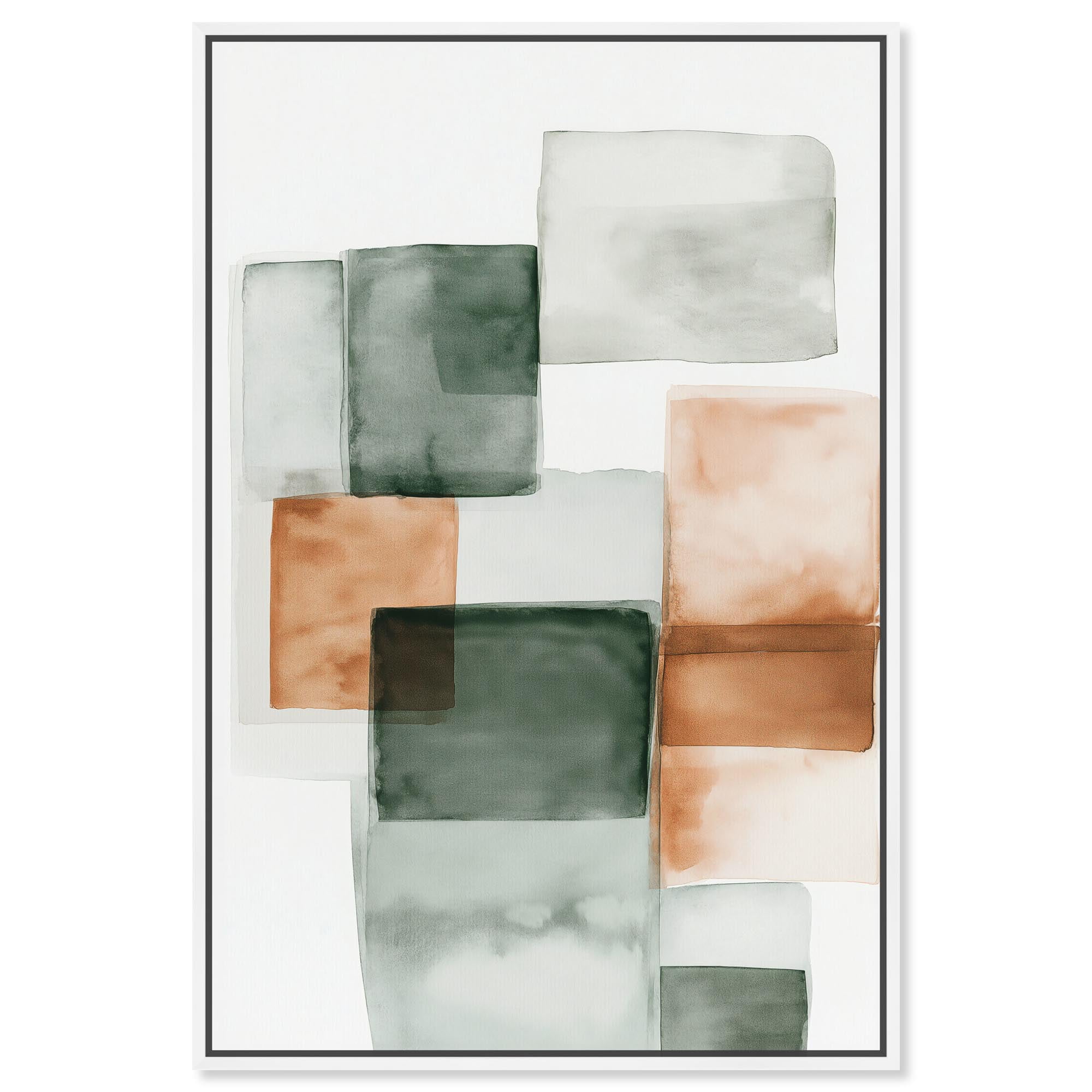 Citrine Cube I Canvas Green Abstract Art by Art Remedy, White Frame, 20 ...