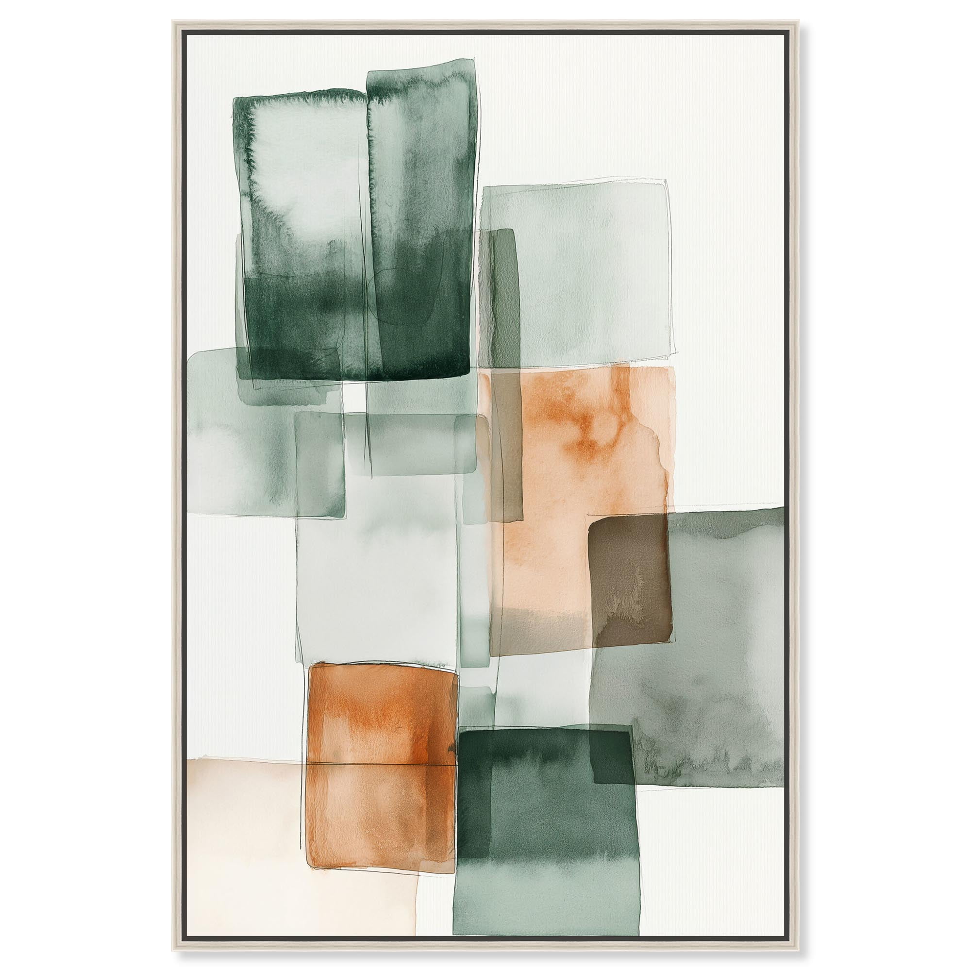 Citrine Cube II Canvas Green Abstract Art by Art Remedy, Silver Frame ...