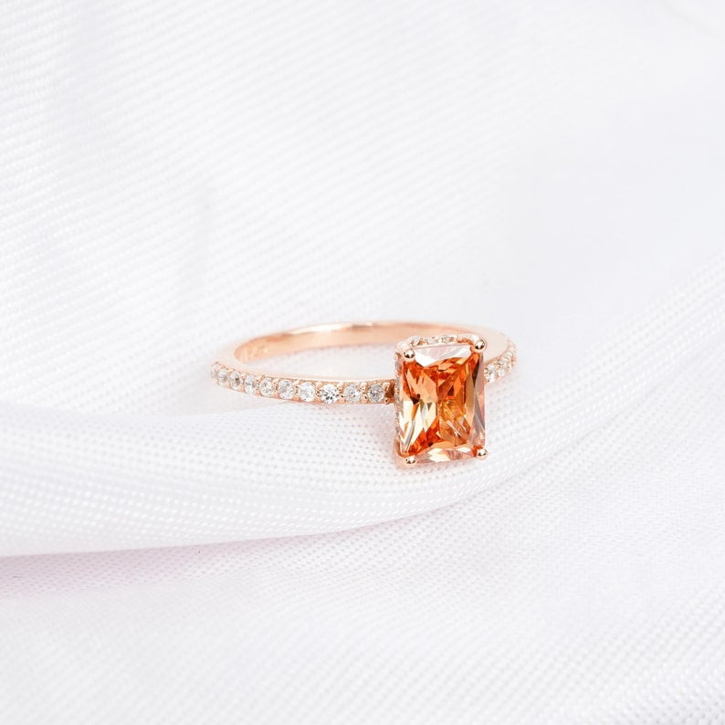 Citrine Engagement Ring 925 Sterling Silver Radiant Fire Citrine ...
