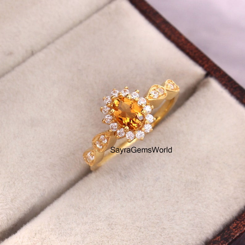 Citrine Engagement Ring,Promise Ring,Oval Cut November Birthstone ...