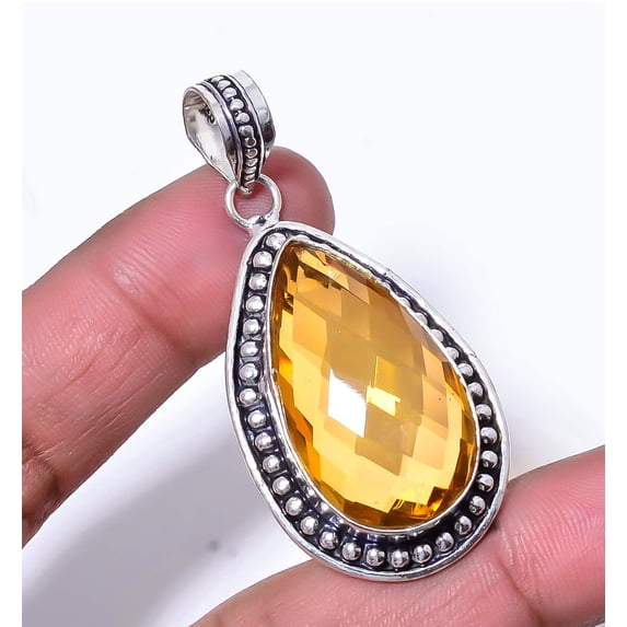 Citrine Gemstone 925 Sterling Silver Handmade Pendant 2.15