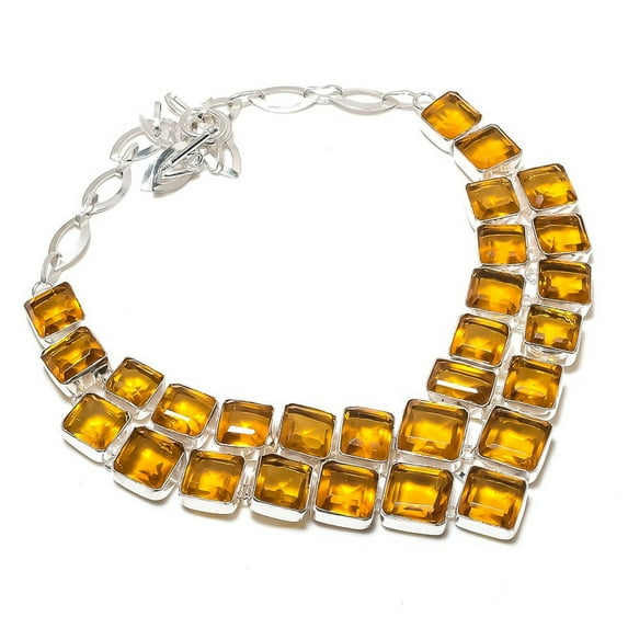 Citrine Gemstone Necklace Handmade Adjustable Chain Awesome Jewelry 18 ...