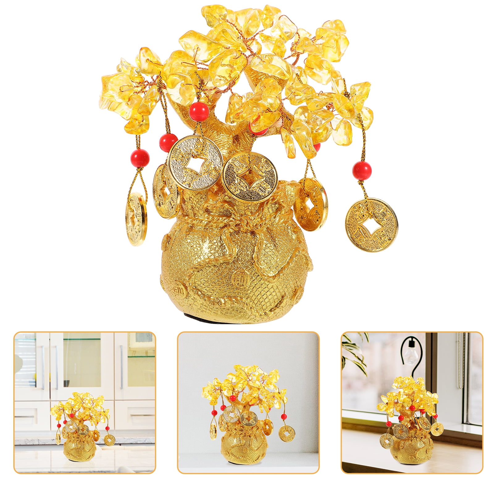 Citrine Money Tree Bonsai Style Decoration Luck Wealth Money Tree ...