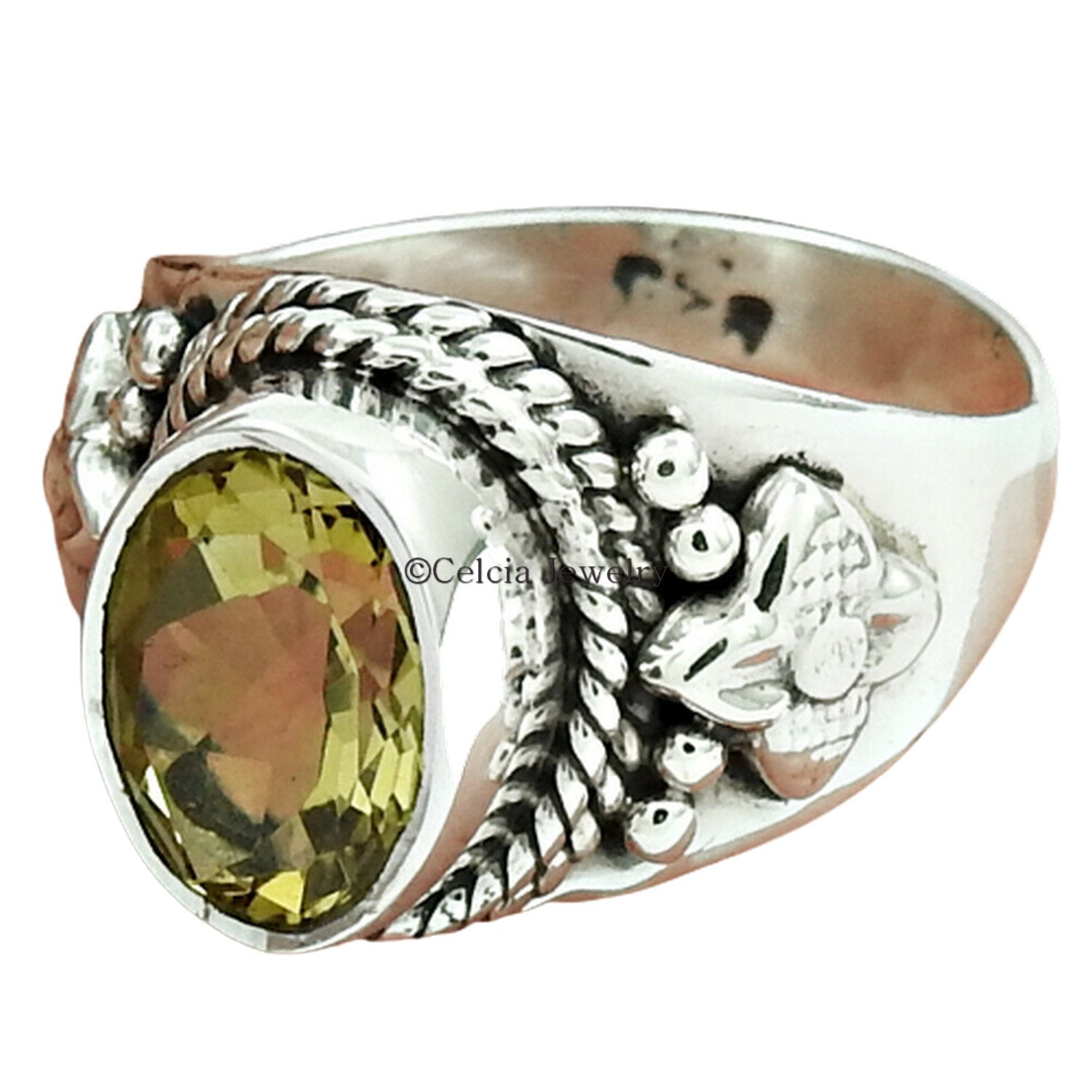 Citrine Natural Healing Stone Ring, Unisex Designer Band Ring ...