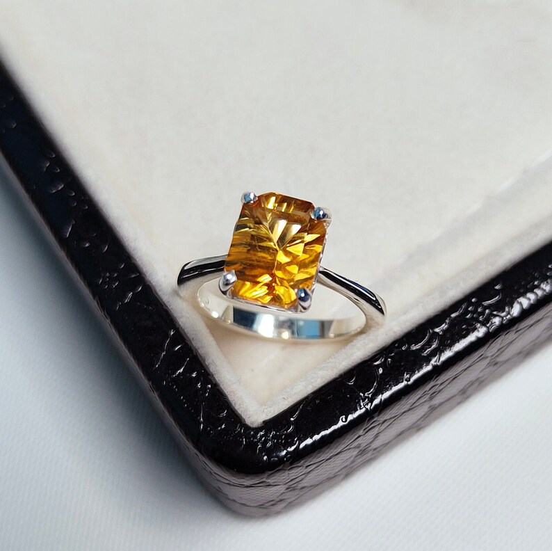Citrine Ring, Yellow Gemstone Wedding Ring, Silver Ring, Nature ...