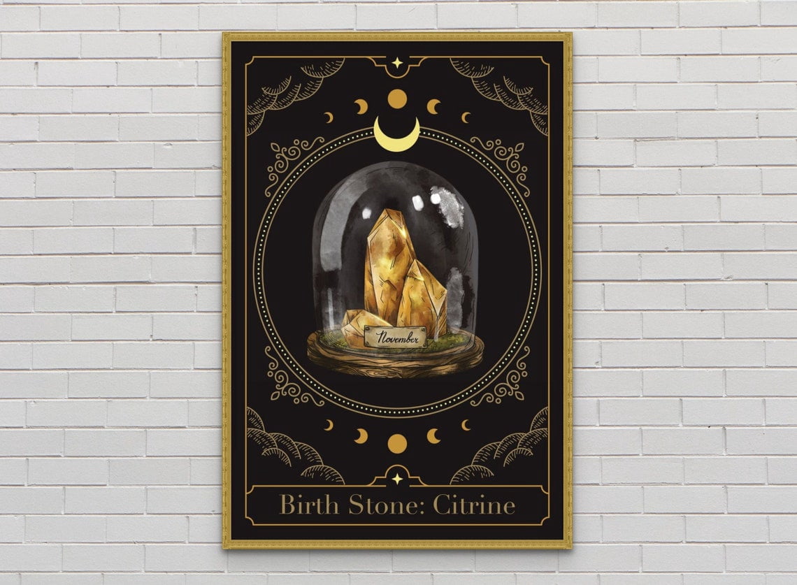 Citrine Wall Art, Citrine Birth Stone Wall Art, Crystals Art Print ...