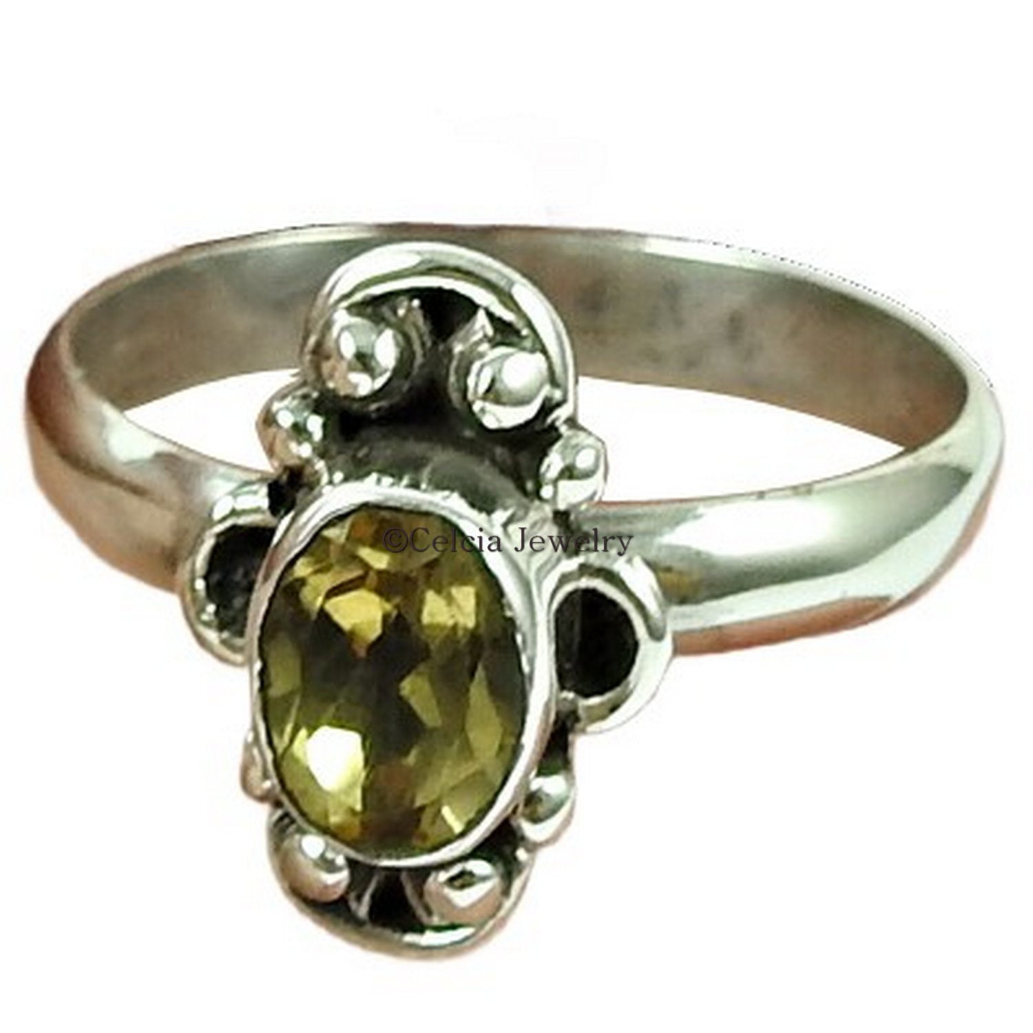 Citrine Yellow Gemstone Faceted Oval Ring, Initial Ring, Dainty Ring ...