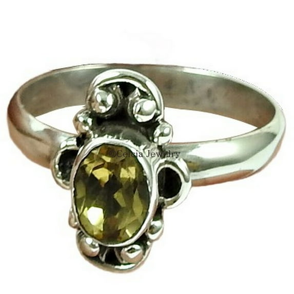 Citrine Yellow Gemstone Faceted Oval Ring, Initial Ring, Dainty Ring ...