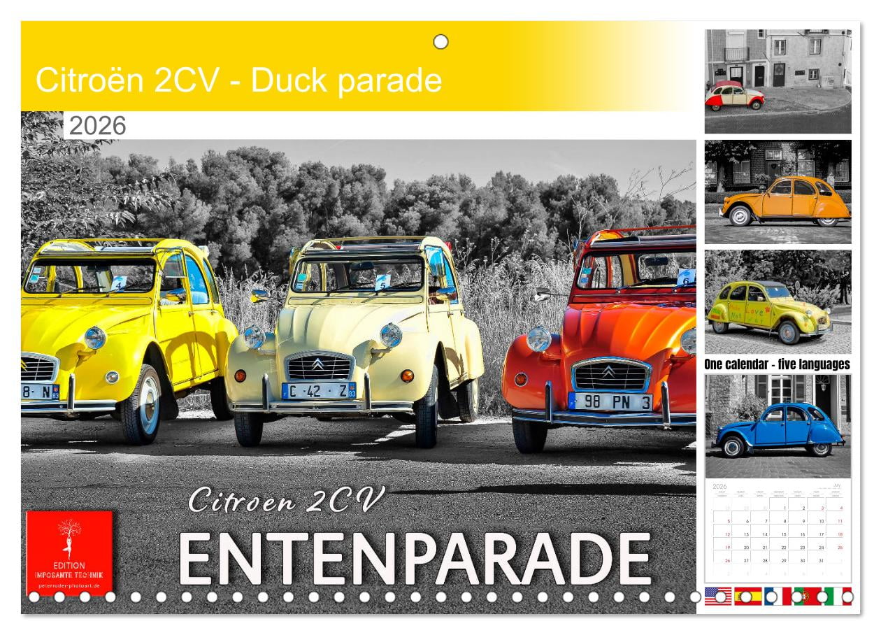 Citroën 2CV - Duck parade (Monthly Wall Calendar 2026 16.5 x 23.4 (open ...