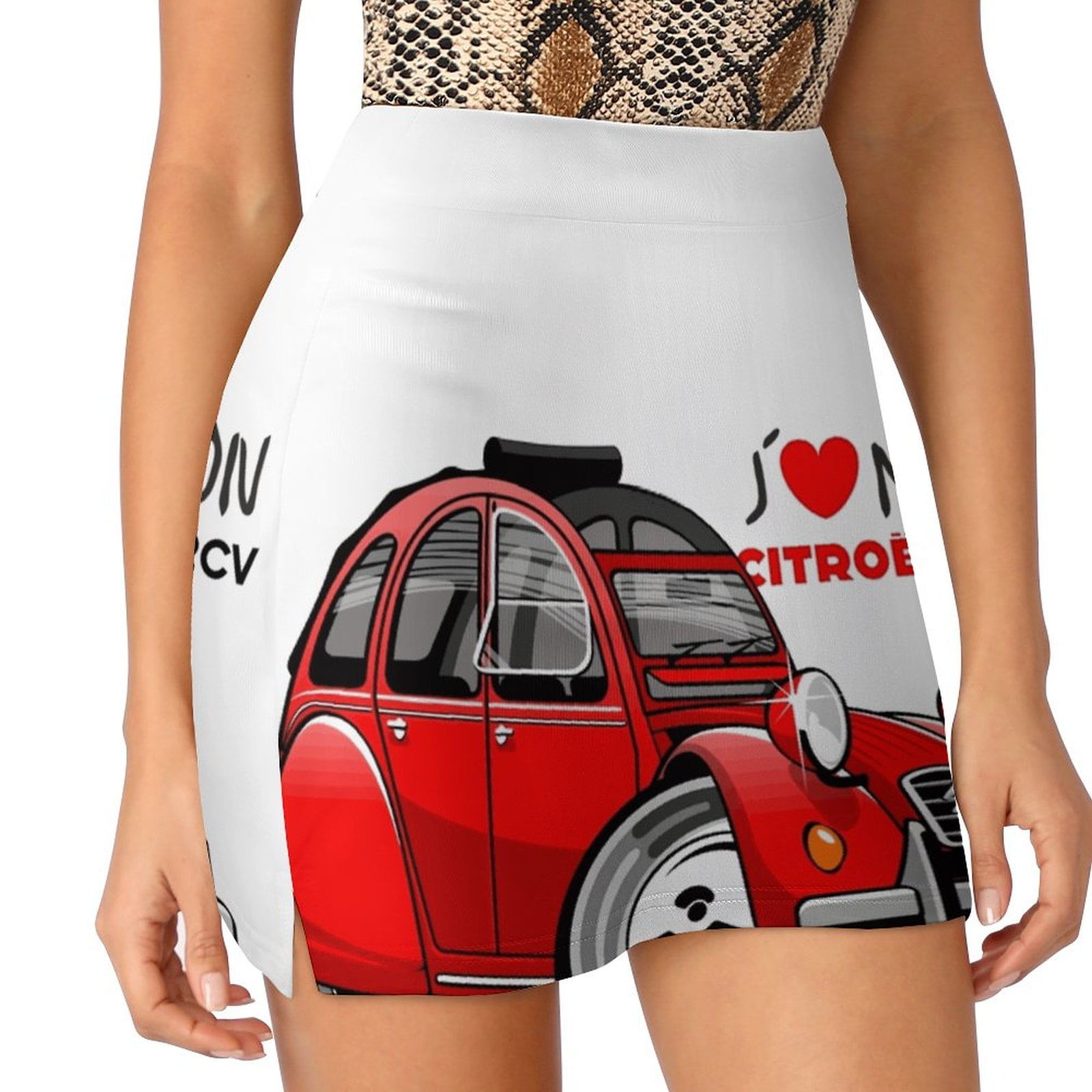 Citroën 2Cv Caricature Red Women's skirt With Pocket Vintage Skirt ...