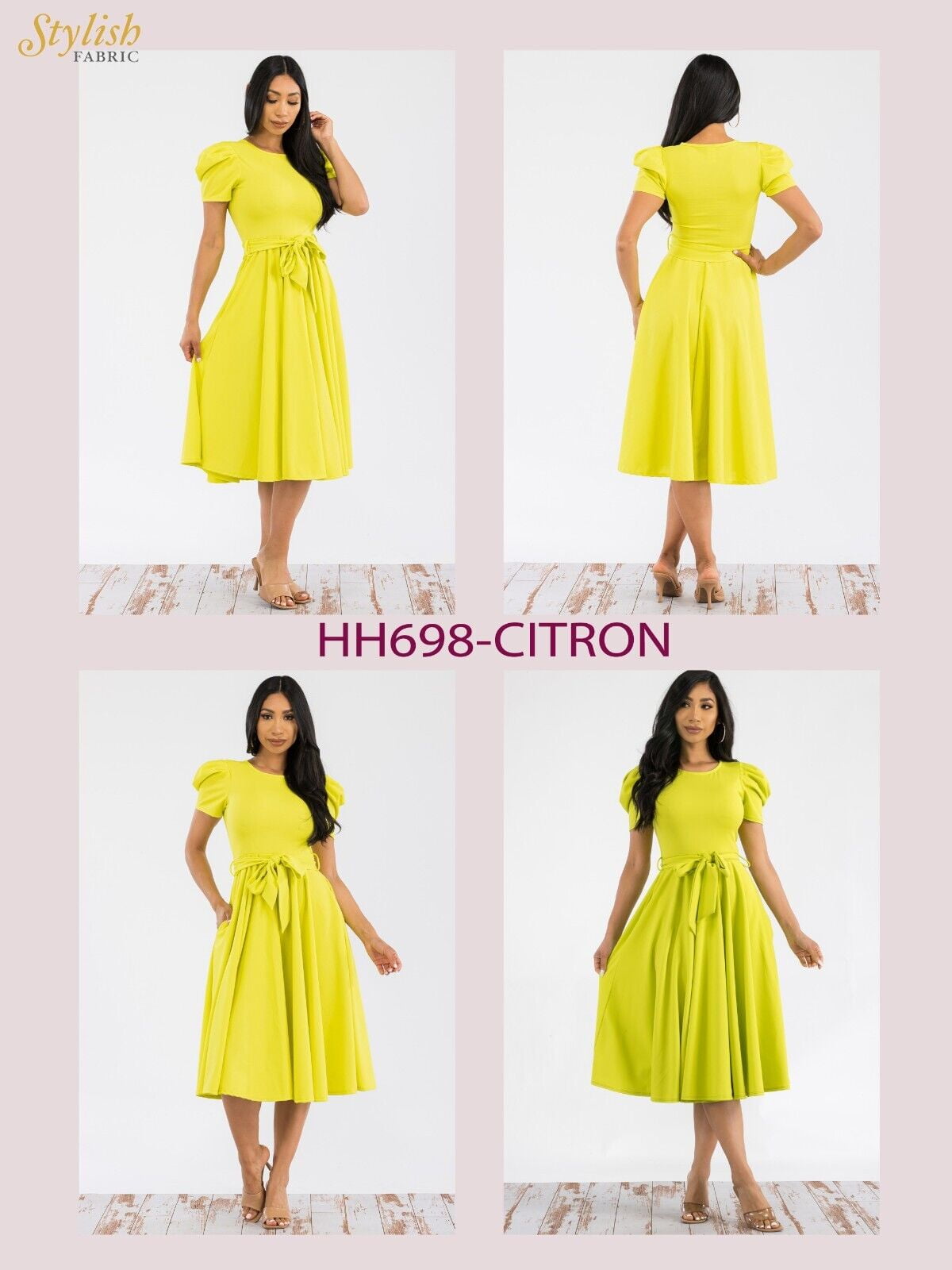 Citron XL Plus Size Women's Puff Sleeve Crew Neckline Midi Length ...