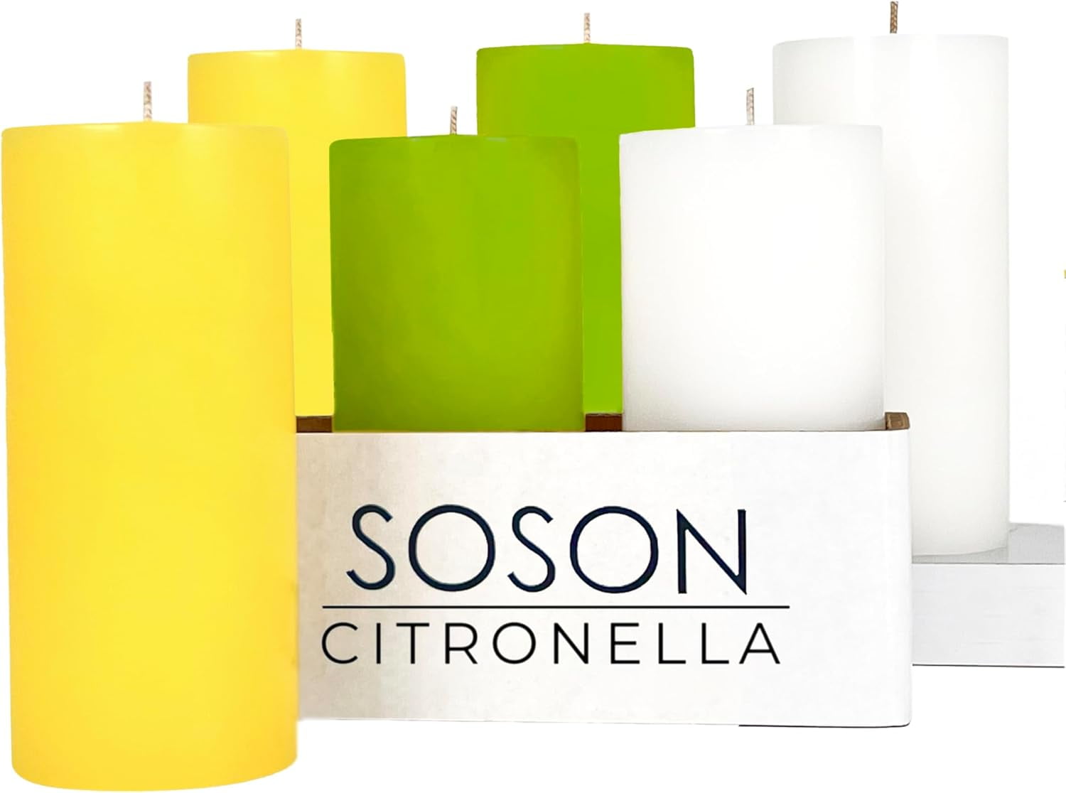 Citronella Candle - Citronella Scented Pillar Candles White, Yellow and ...