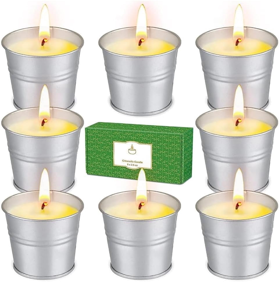 Citronella Candles Outdoor: 8Pcs Garden Citronella Candles Set, 80-120 ...