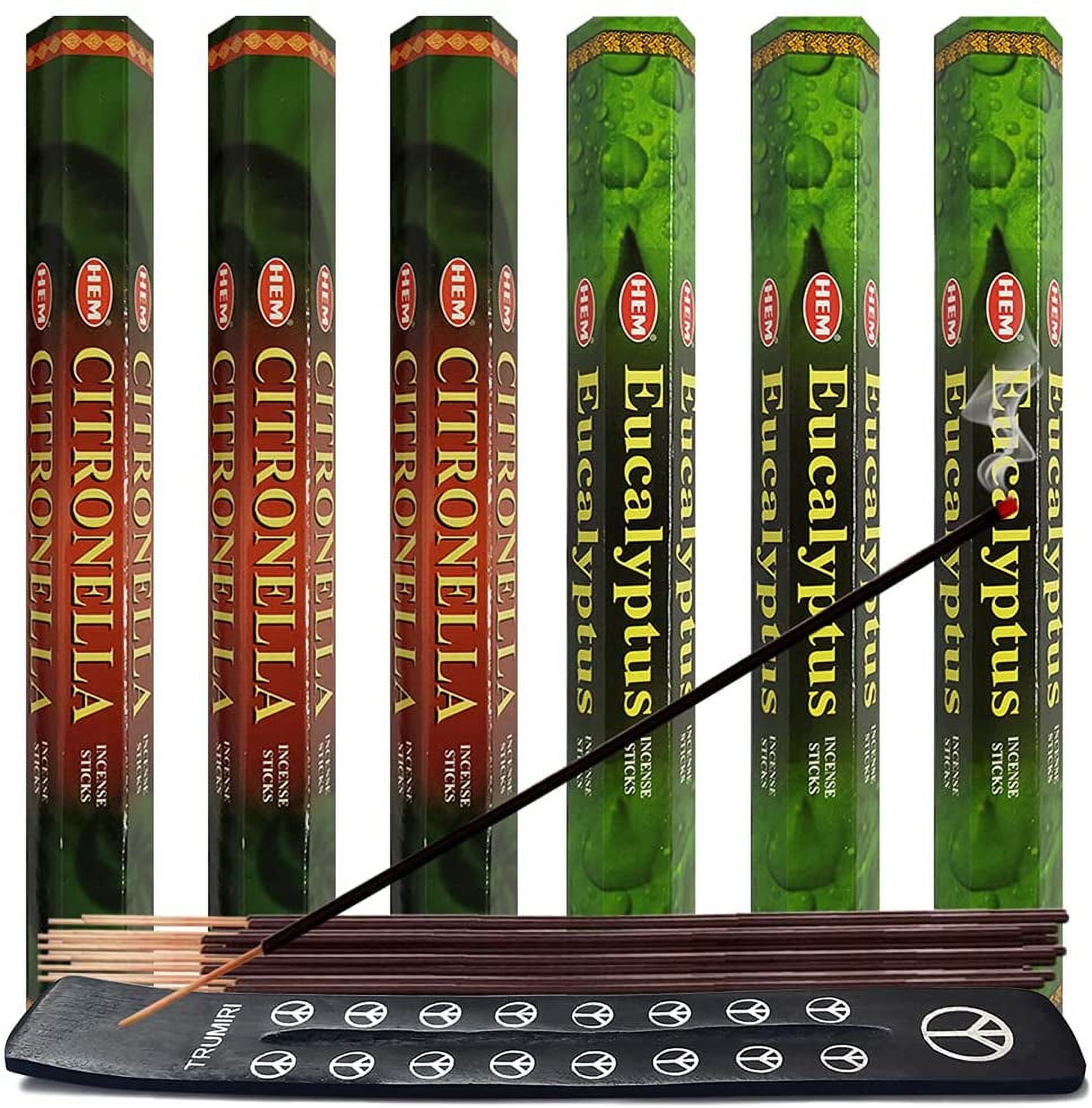 Citronella & Eucalyptus Incense Sticks & Holder Bundle Variety Pack ...