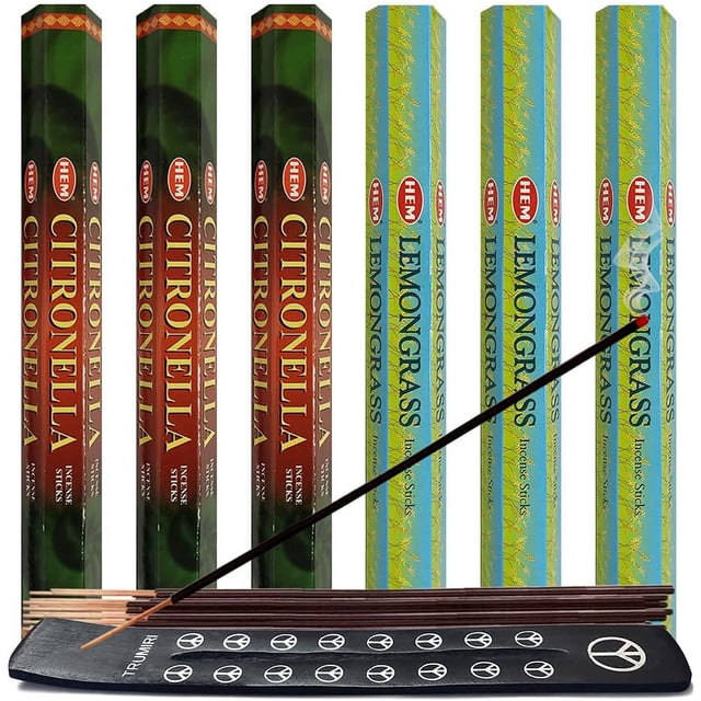 Citronella & Lemongrass Incense Sticks & Holder Bundle Variety Pack ...