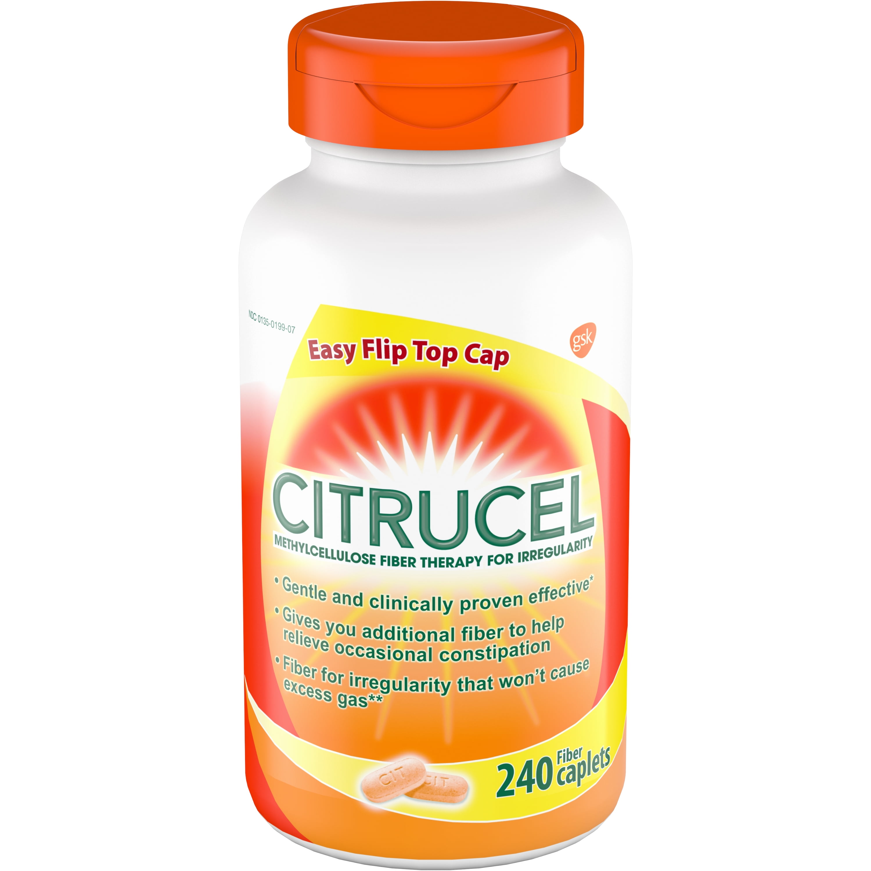 Citrucel Fiber Therapy for Occasional Constipation Relief, 240 Unit ...