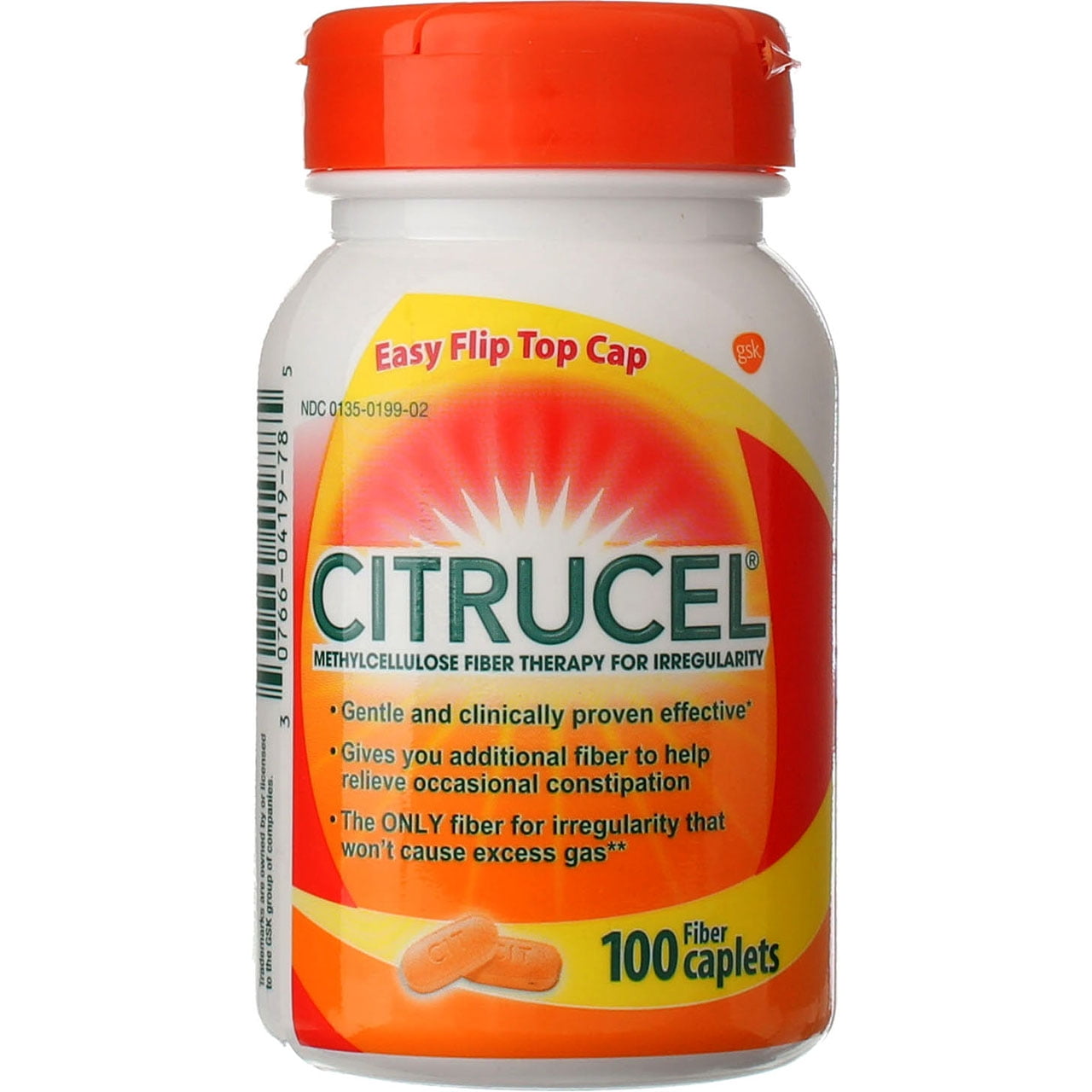 Citrucel 24-Hour Fiber Therapy Caplets, 100 Ct, 5 Pack - Easy to ...