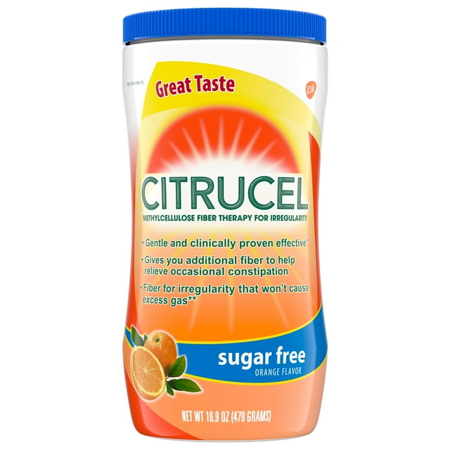 Citrucel Sugar Free Fiber Therapy Powder, Dissolvable, Orange Flavor ...
