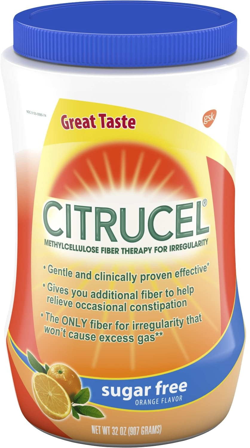 Citrucel Sugar-Free Fiber Powder, Orange Flavor, 32 oz (Pack of 2 ...