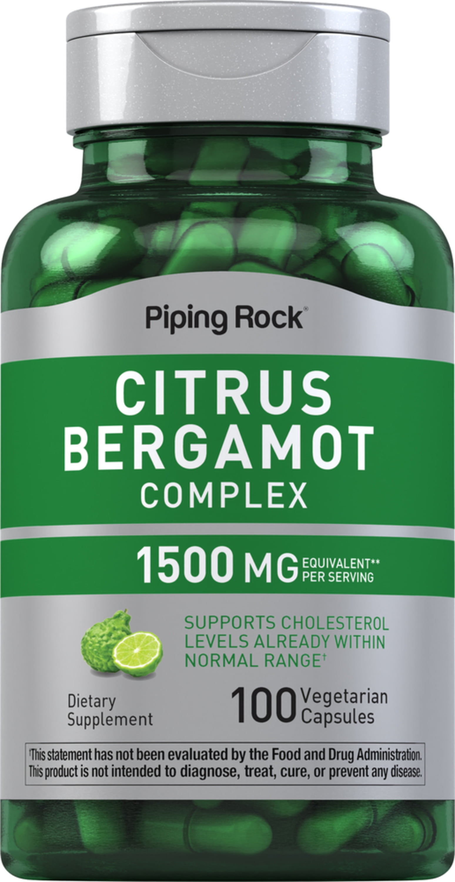 Piping Rock, Citrus Bergamot Extract 1500mg, 100 Capsules, Vegetarian ...