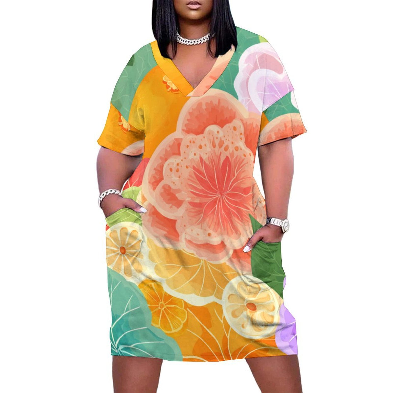 Citrus Blossoms Vibrant Floral Design Summer Dresses for Women Beach ...