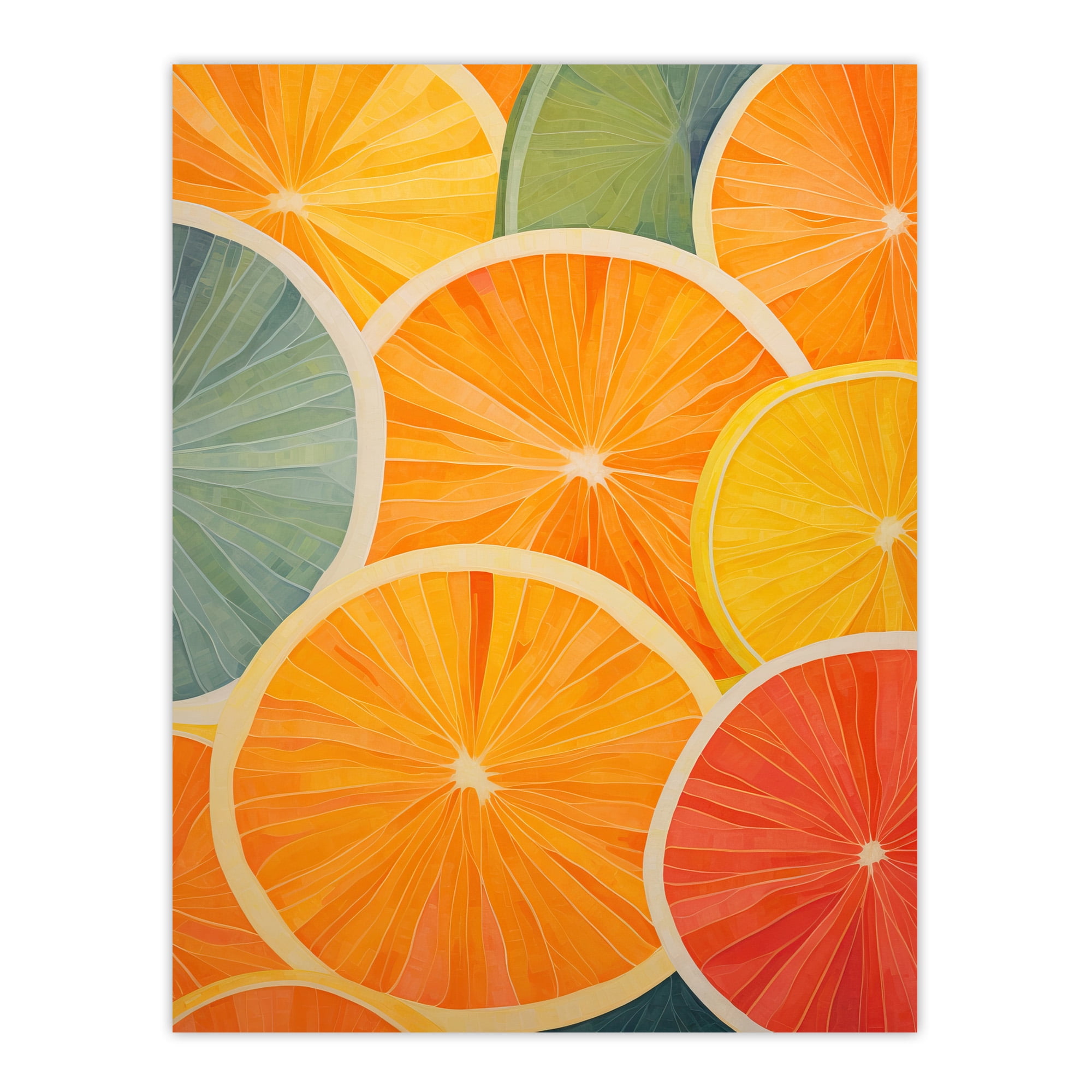 Citrus Bold Vibrant Rich Lemon Lime Orange Fruit Screen Print Risograph ...