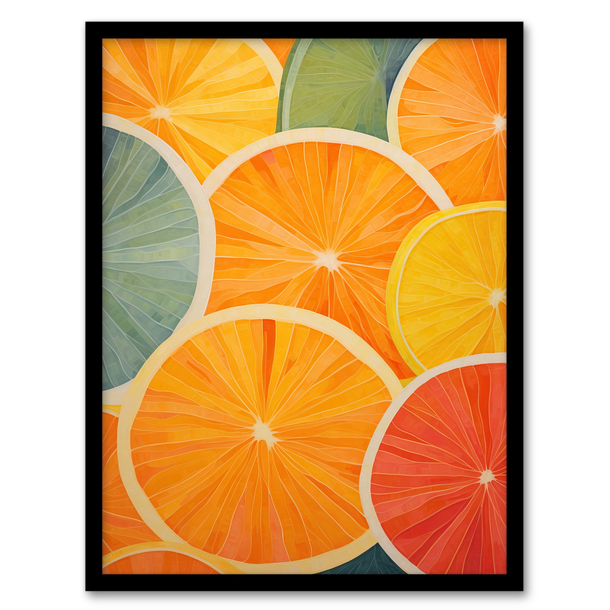 Citrus Bold Vibrant Rich Lemon Lime Orange Fruit Screen Print Risograph Artwork Spot Block ...