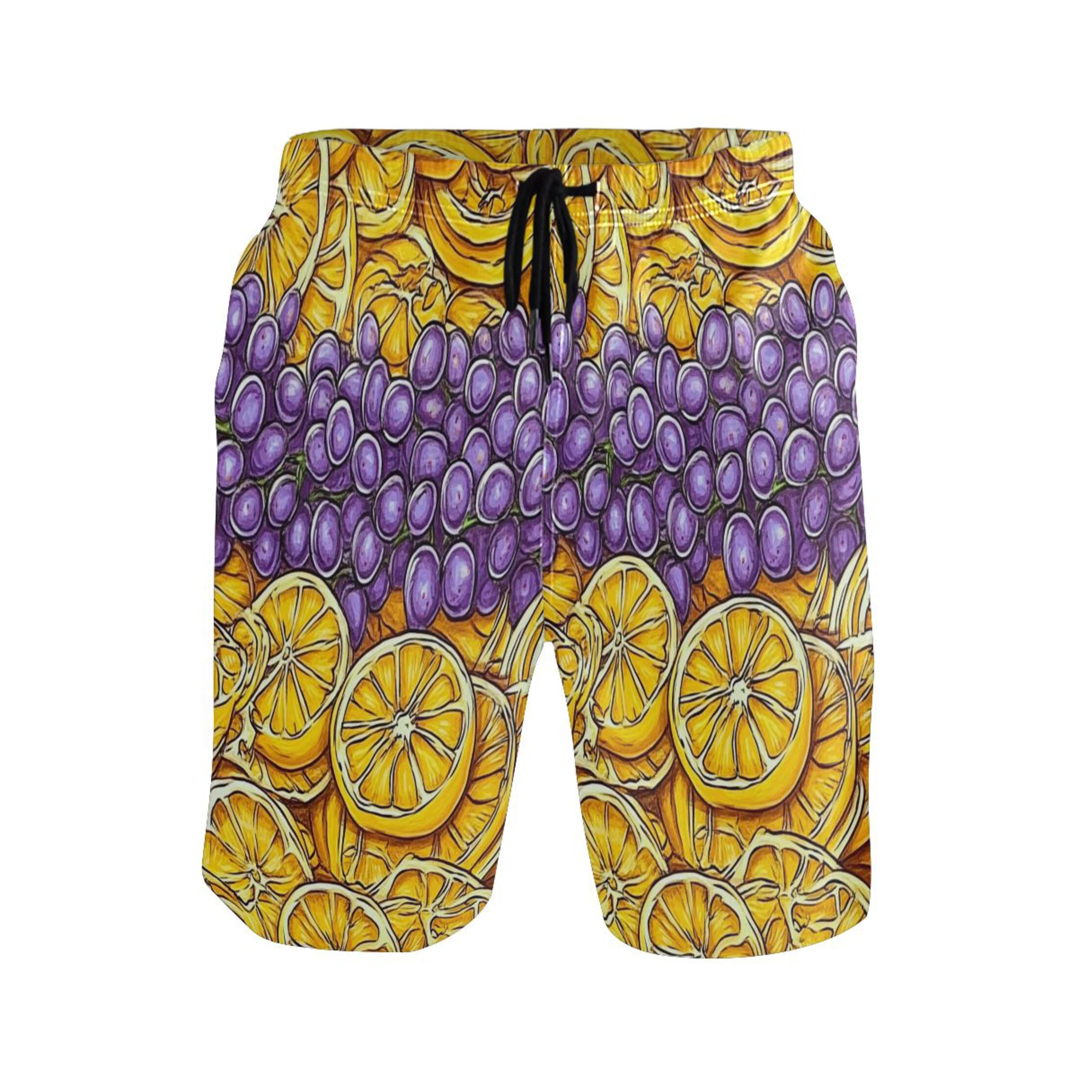 Citrus Delight Small Size Men's Lightweight Beach Shorts with Mesh ...