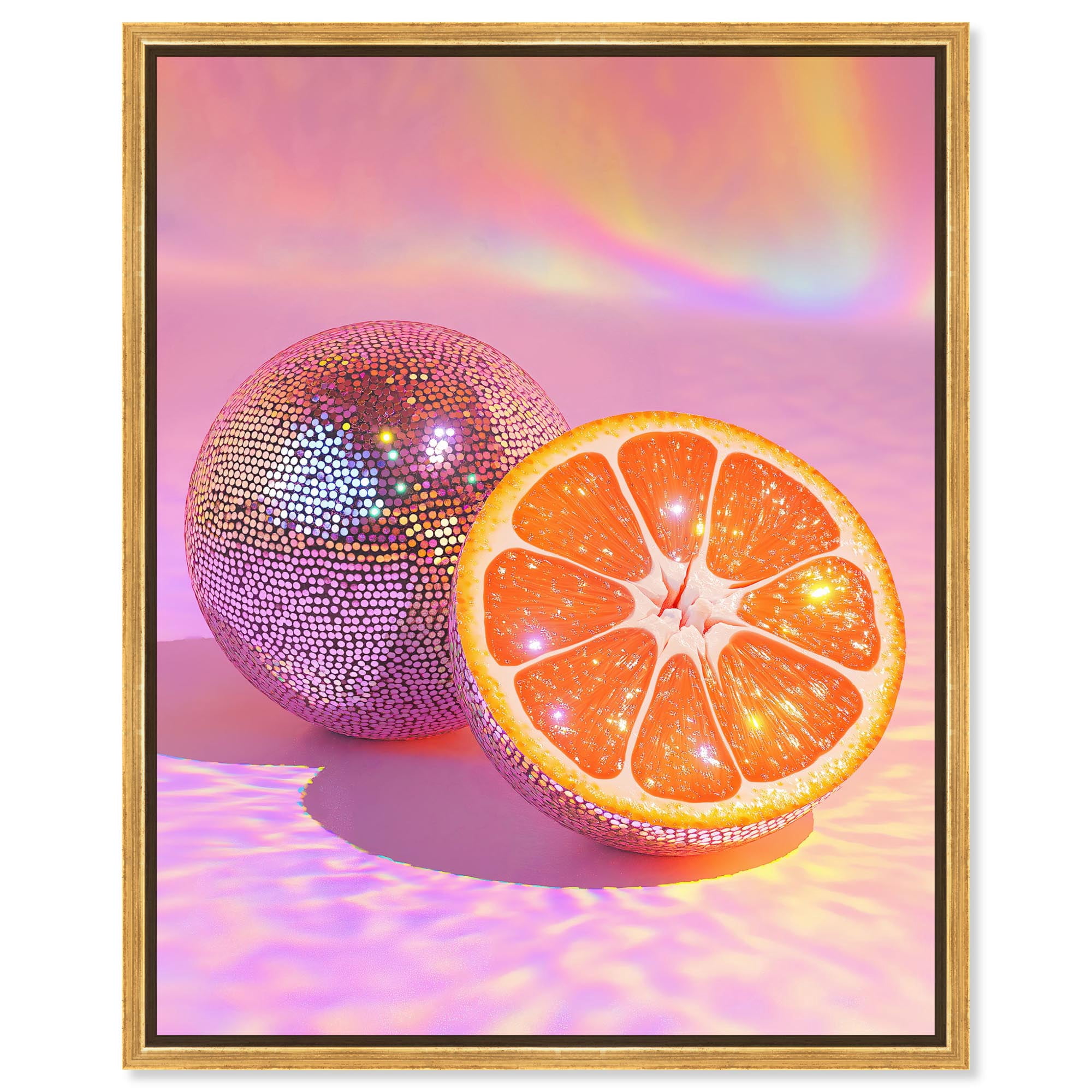 Citrus Disco Canvas Trendy Art Prints by Art Remedy, Gold Frame, 36" x ...