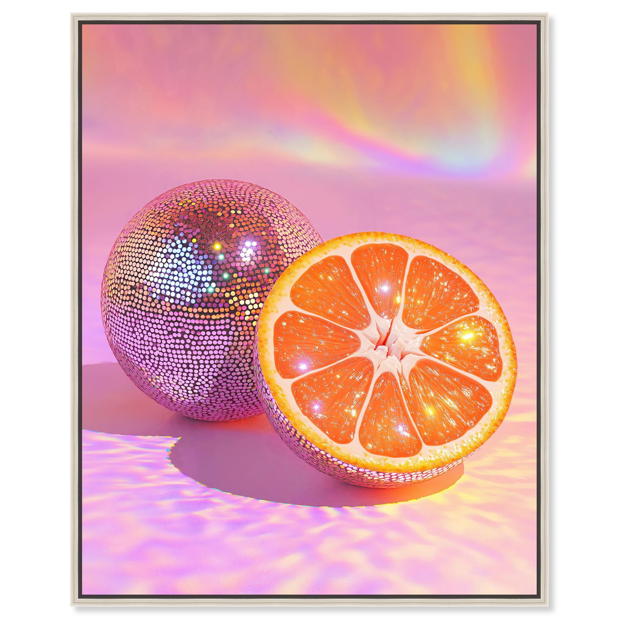 Citrus Disco Canvas Trendy Art Prints by Art Remedy, Silver Frame, 30 ...