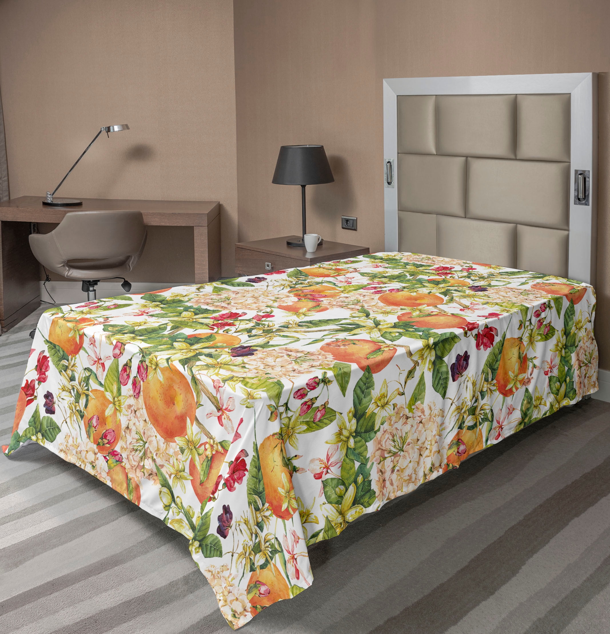 Ambesonne Citrus Flat Bedding Sheet Soft Top Sheet, Jungle Scene Leafy ...