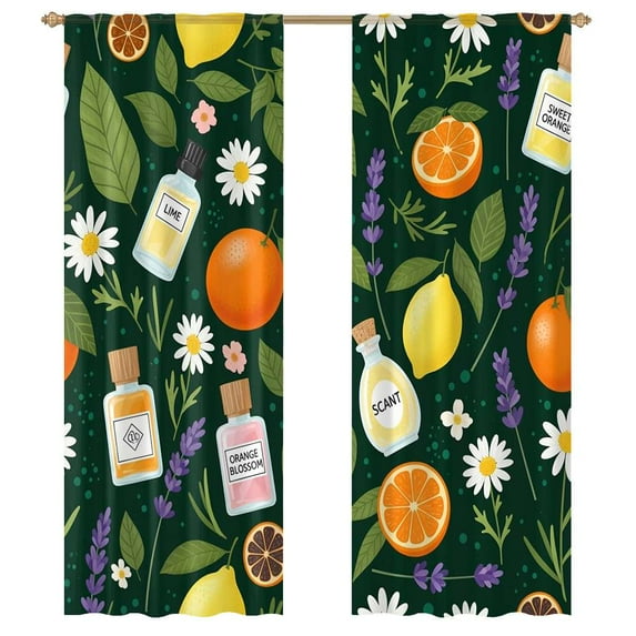 Citrus Floral Fragrance Pattern Modern Tulle Window Curtains for Living ...