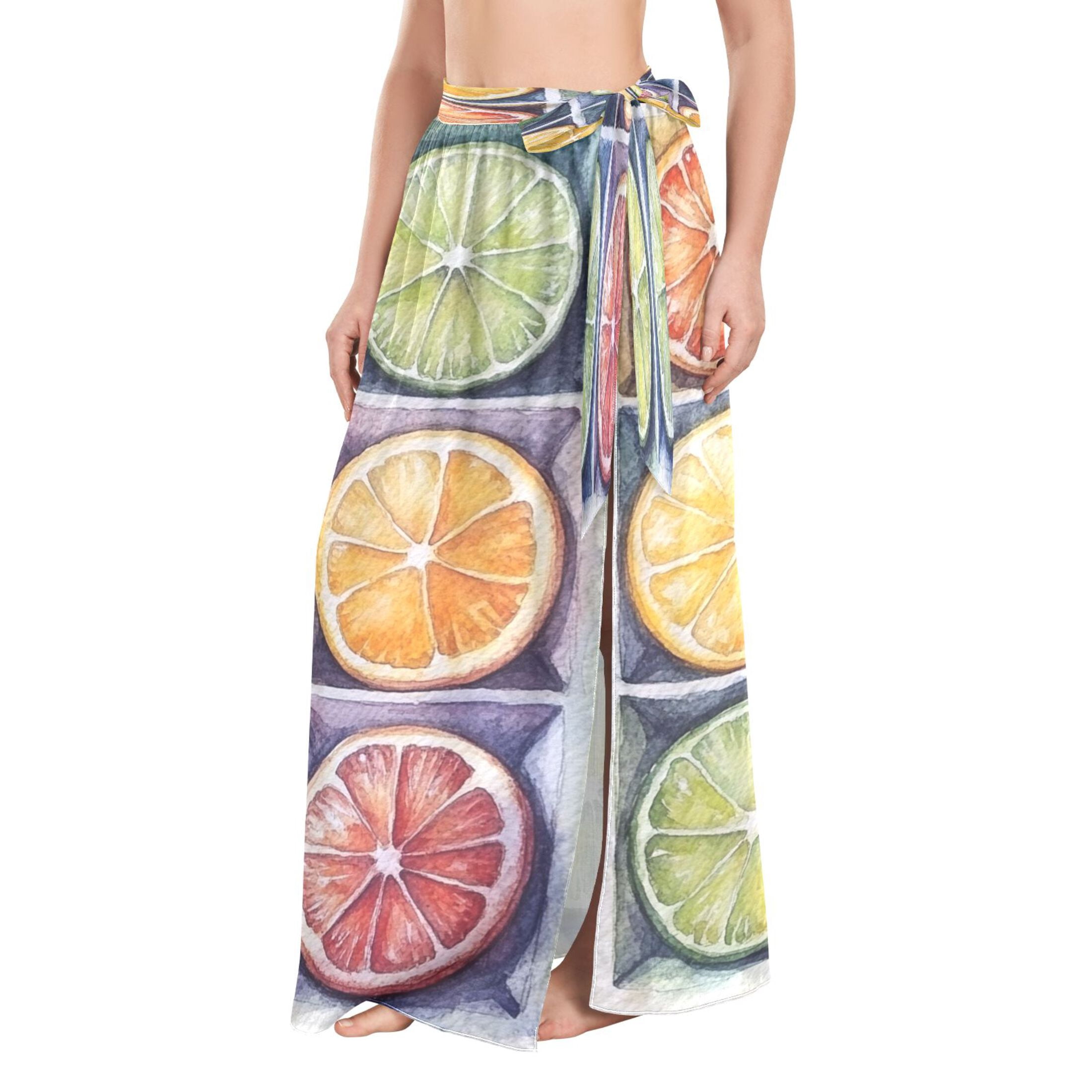 Citrus Fruit Collage Women's Swimwear Cover Up Beach Dress Strappy ...