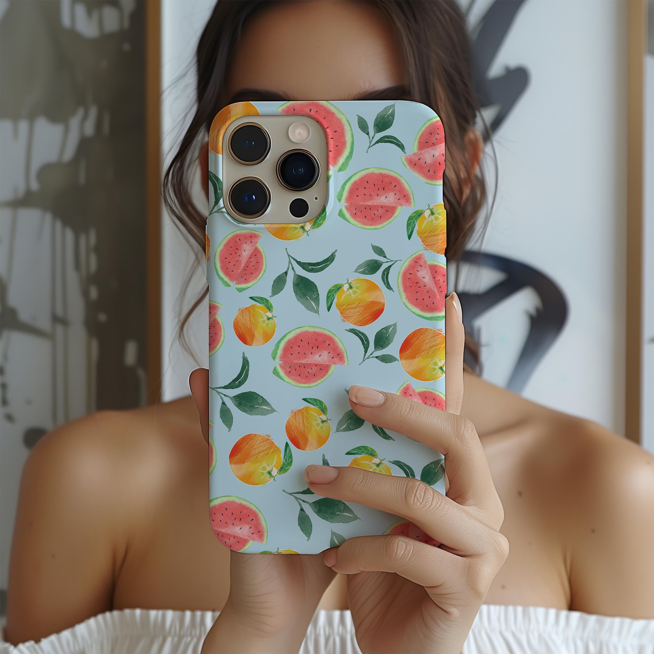 Citrus Fruit Mix Case With Oranges And Watermelon Summer Pattern for iPhone 17 through 11 Pro ...