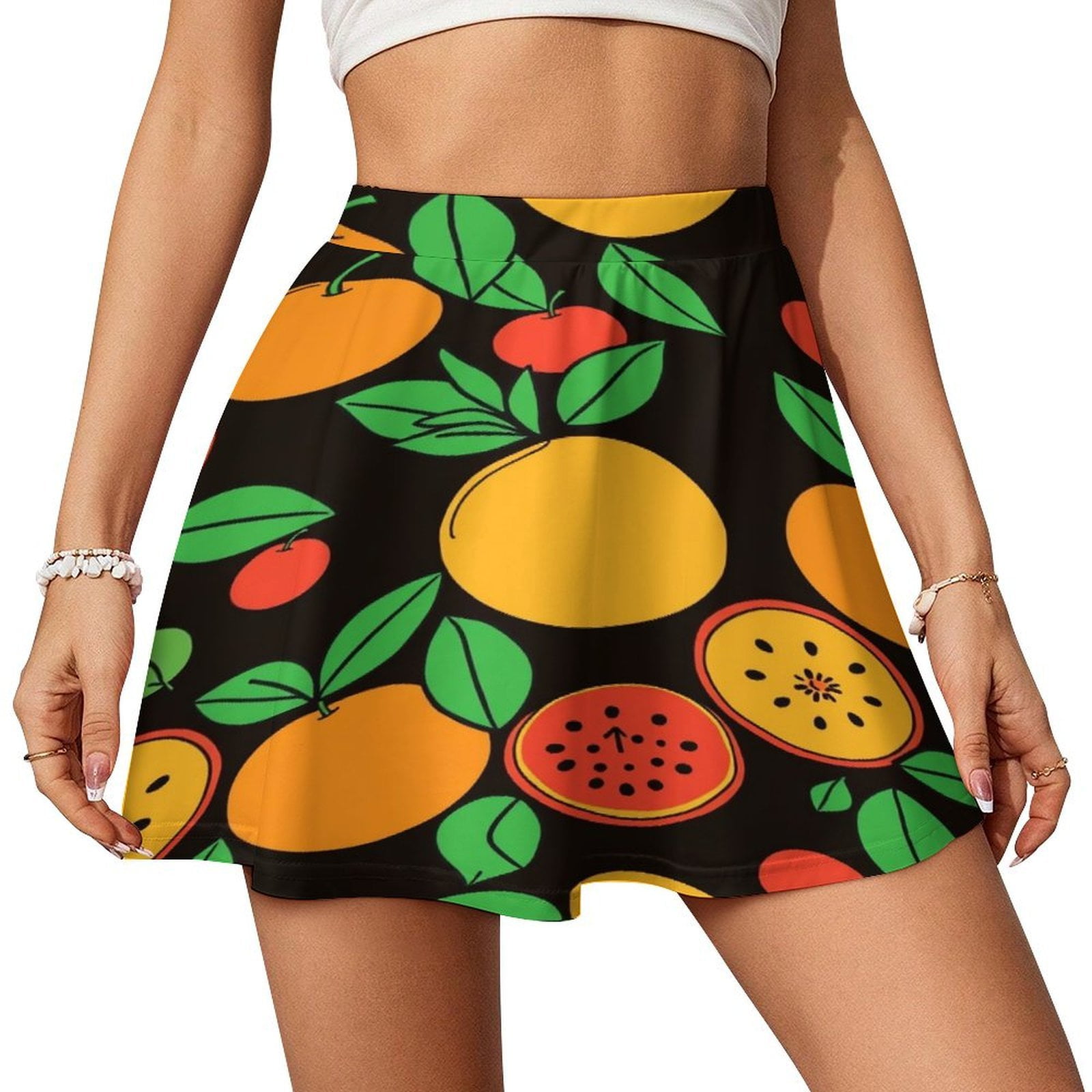 Citrus Fruit Pattern Skating Skirt Skirts Woman Cute Mini Skirt Print ...