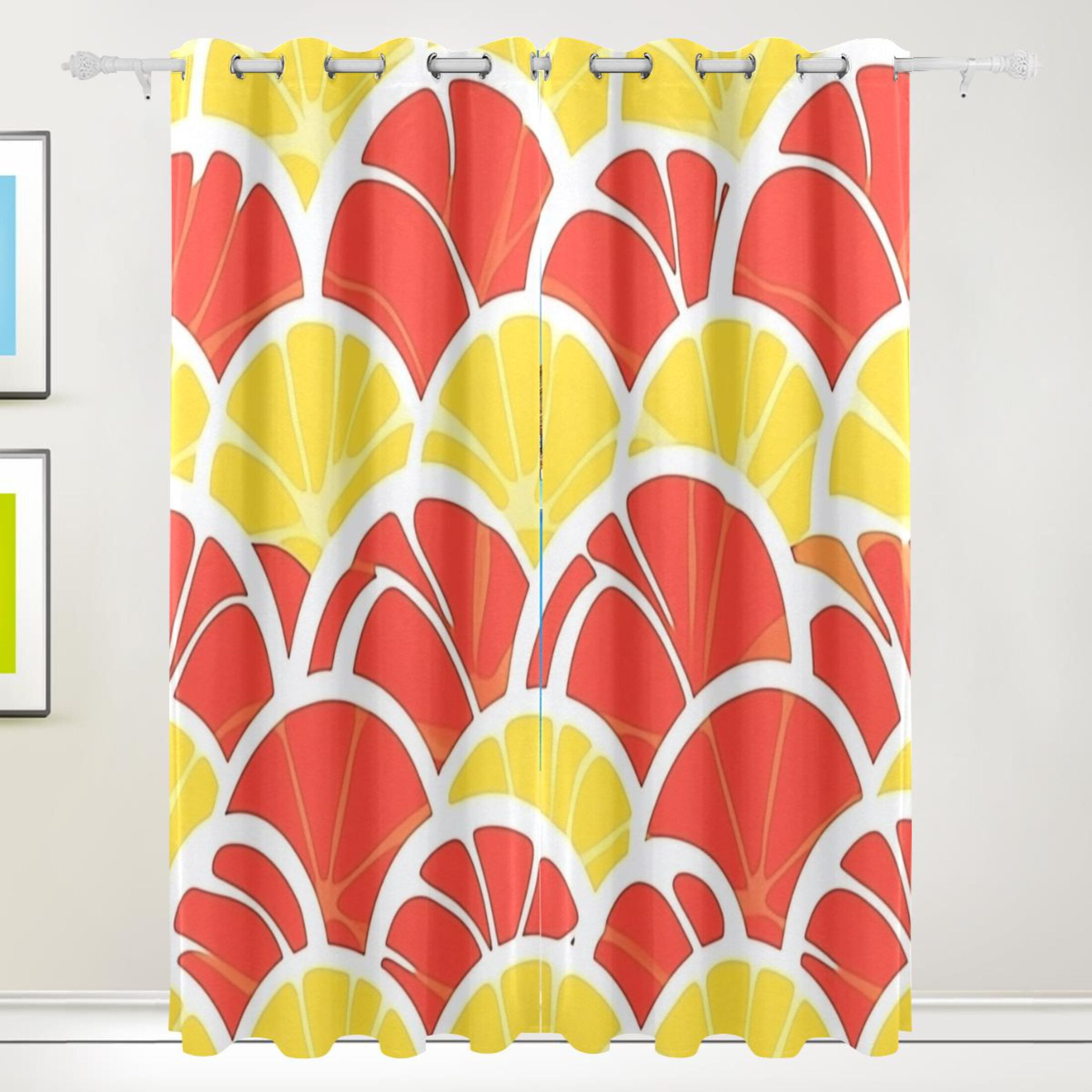 Citrus Fruit Slice Blackout Curtains for Living Room Bedroom 55W x 72 ...