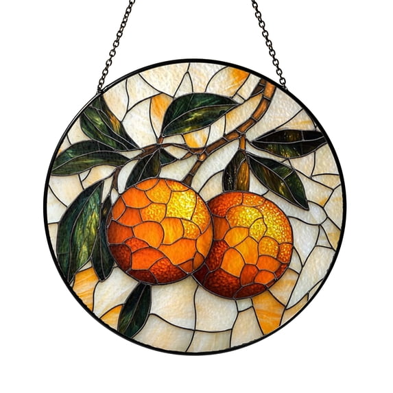 Citrus Fruit Stained Glass Suncatcher Window Hanging, Fresh Botanical ...