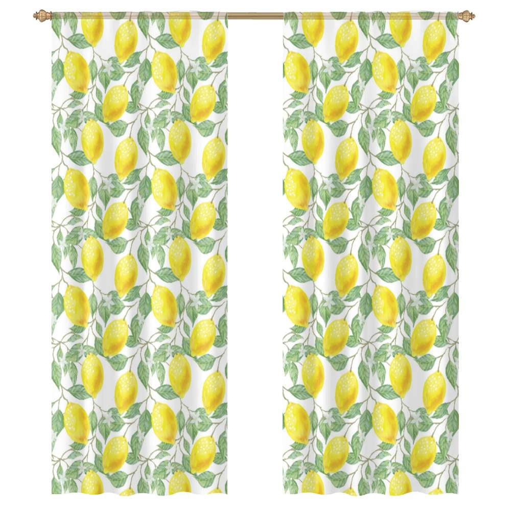 Citrus Fruits Summer Sheer Voile Curtain Window Tulle Curtains For ...