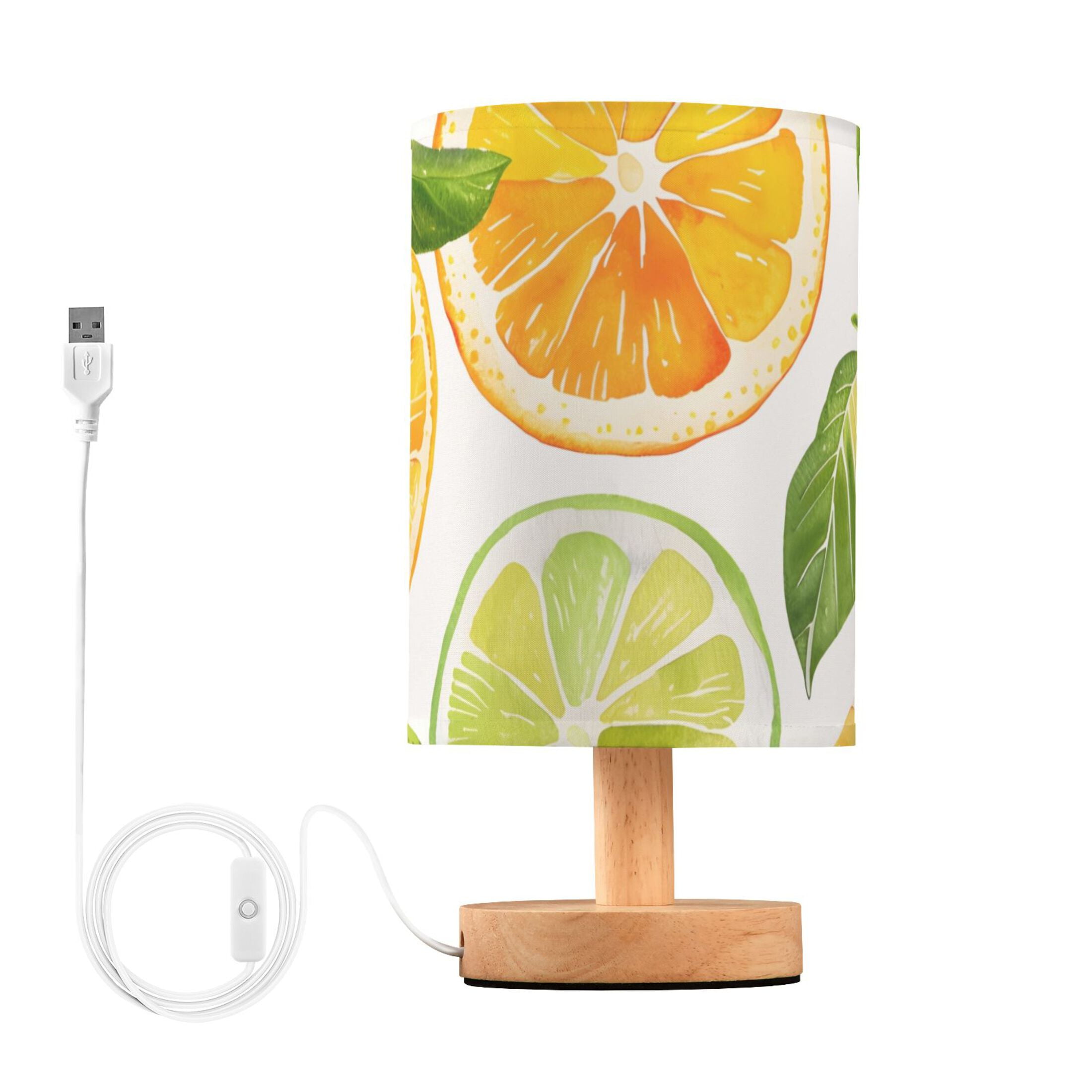 Citrus Fruits and Leaves Bedside Desk Lamp LED Table Nightstand Lamps ...