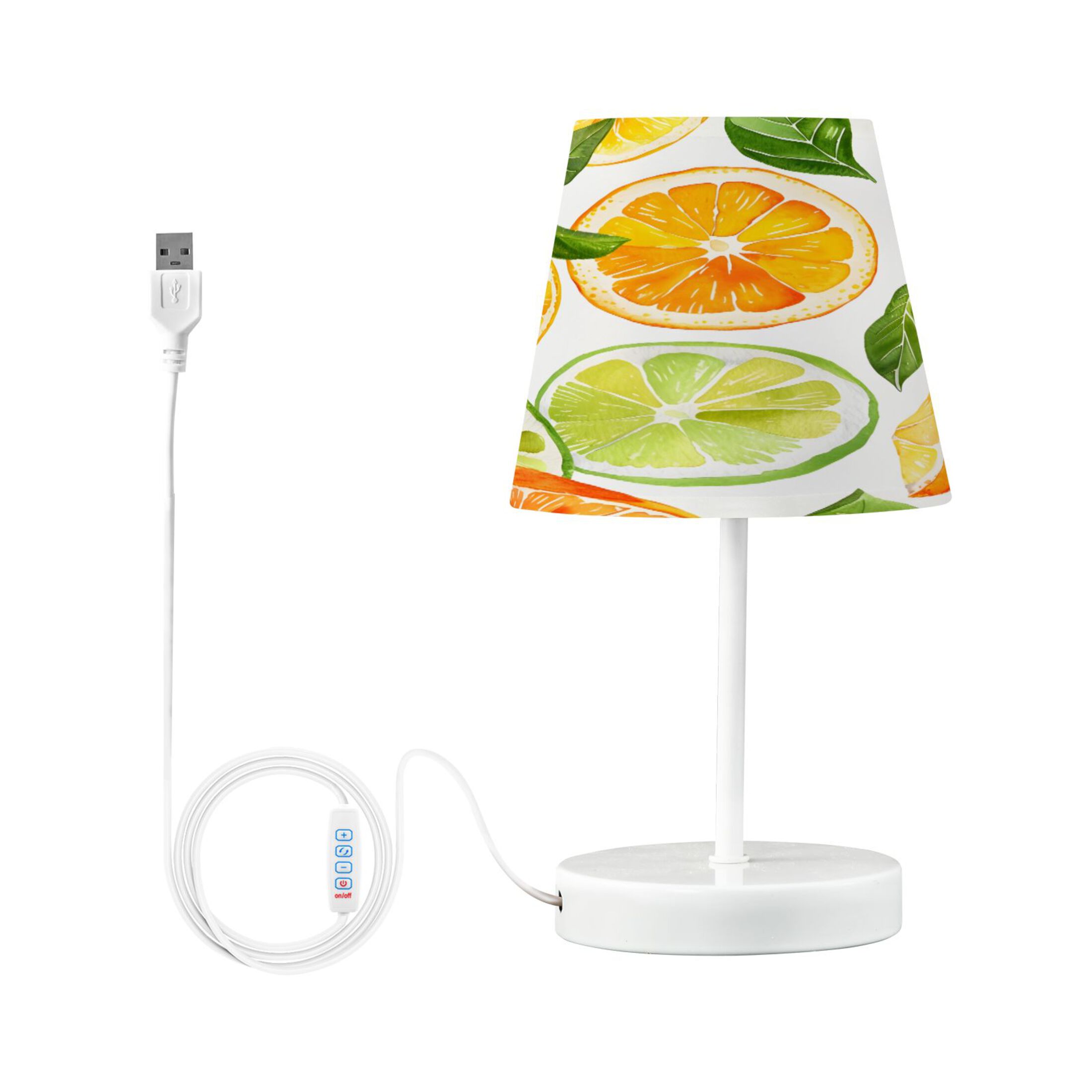 Citrus Fruits and Leaves Desk Lamp LED Table Nightstand Lamps with 3 ...