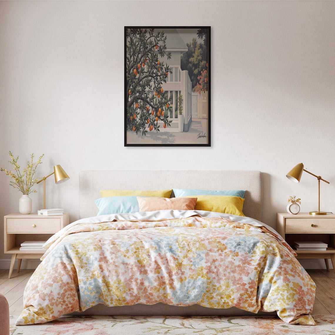 Citrus Garden Wall Art Poster Mediterranean House Serene Orange Tree ...