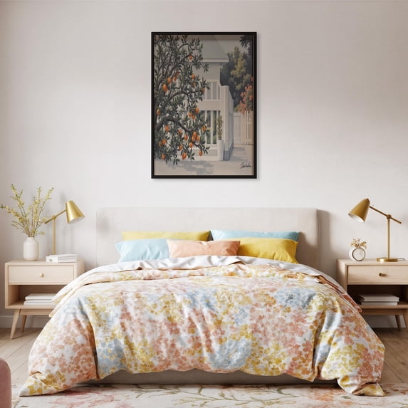 Citrus Garden Wall Art Poster Mediterranean House Serene Orange Tree ...