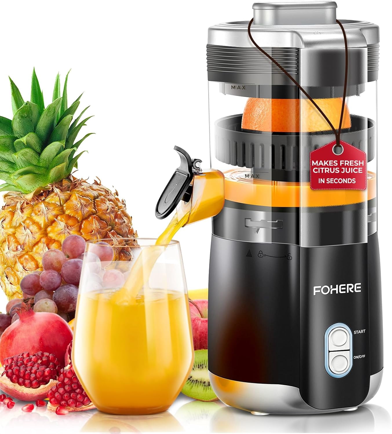 Citrus Juicer Electric, Hand-Free Orange Juicer Machine with 2 ...