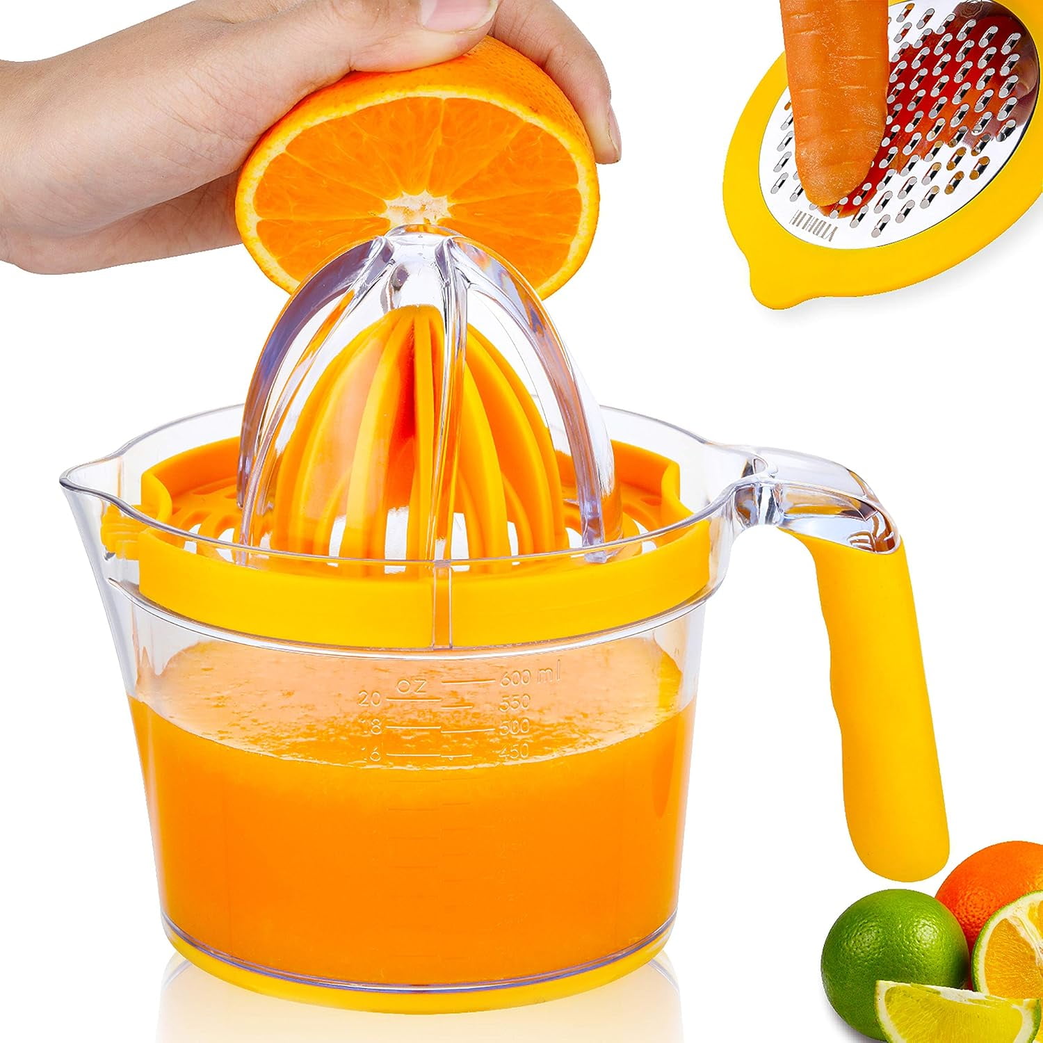 Citrus Juicer, Manual Hand Squeezer with Built-in Measuring Cup, 20oz ...