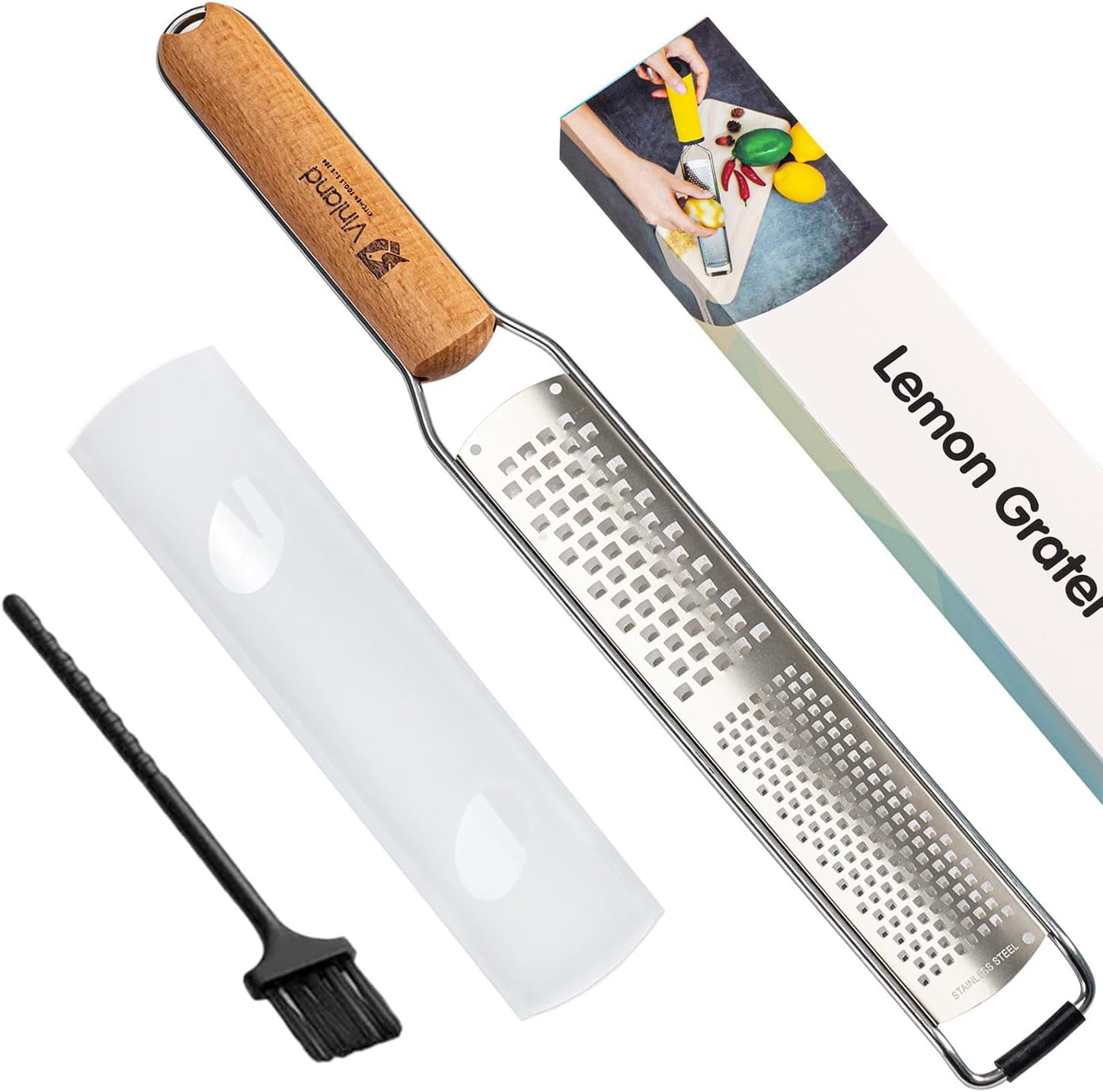 Citrus Lemon Zester & Cheese Grater, Razor-Sharp Stainless Steel Blade ...