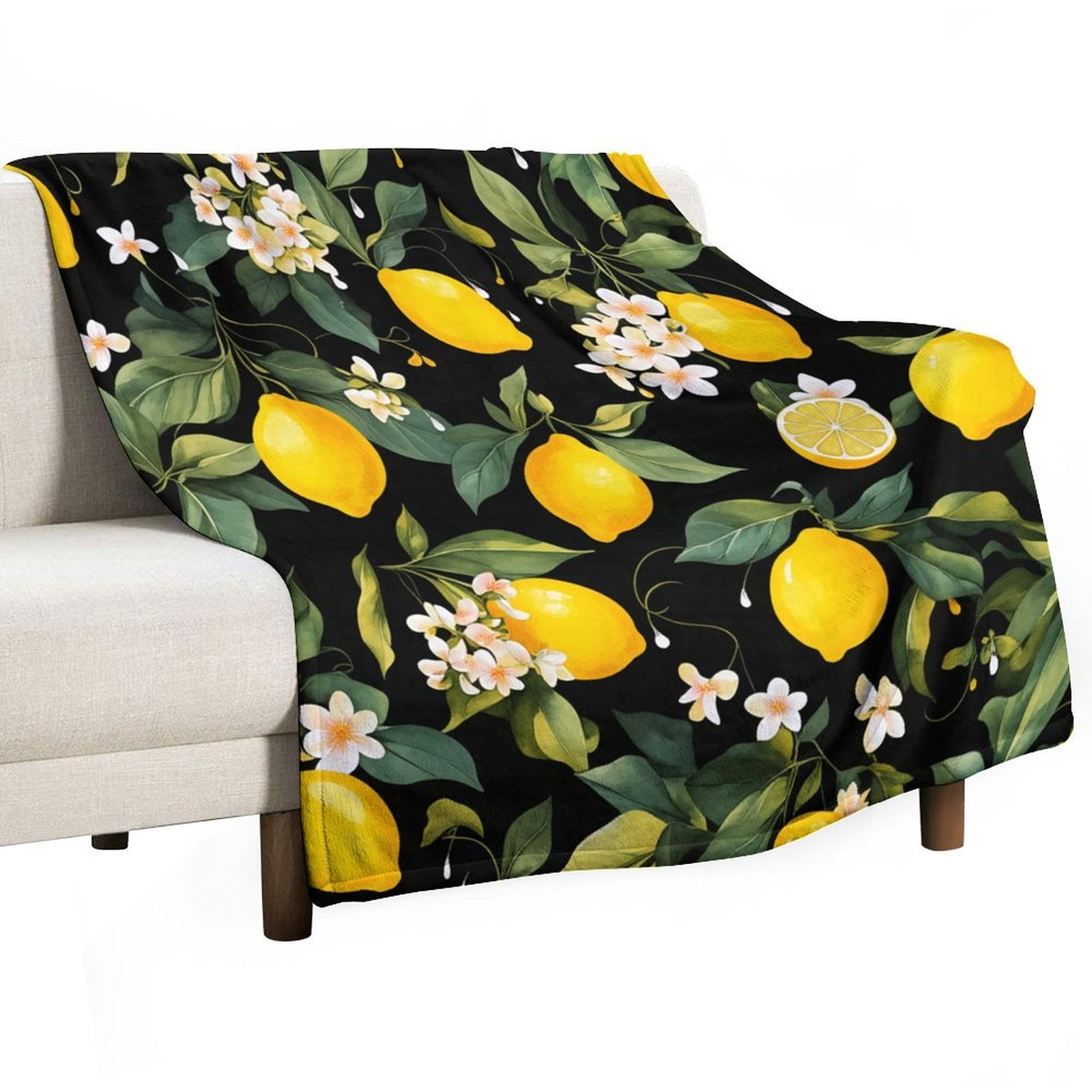 Citrus Lemons Vintage Art Throw Blanket for Women, Men- Super Soft ...