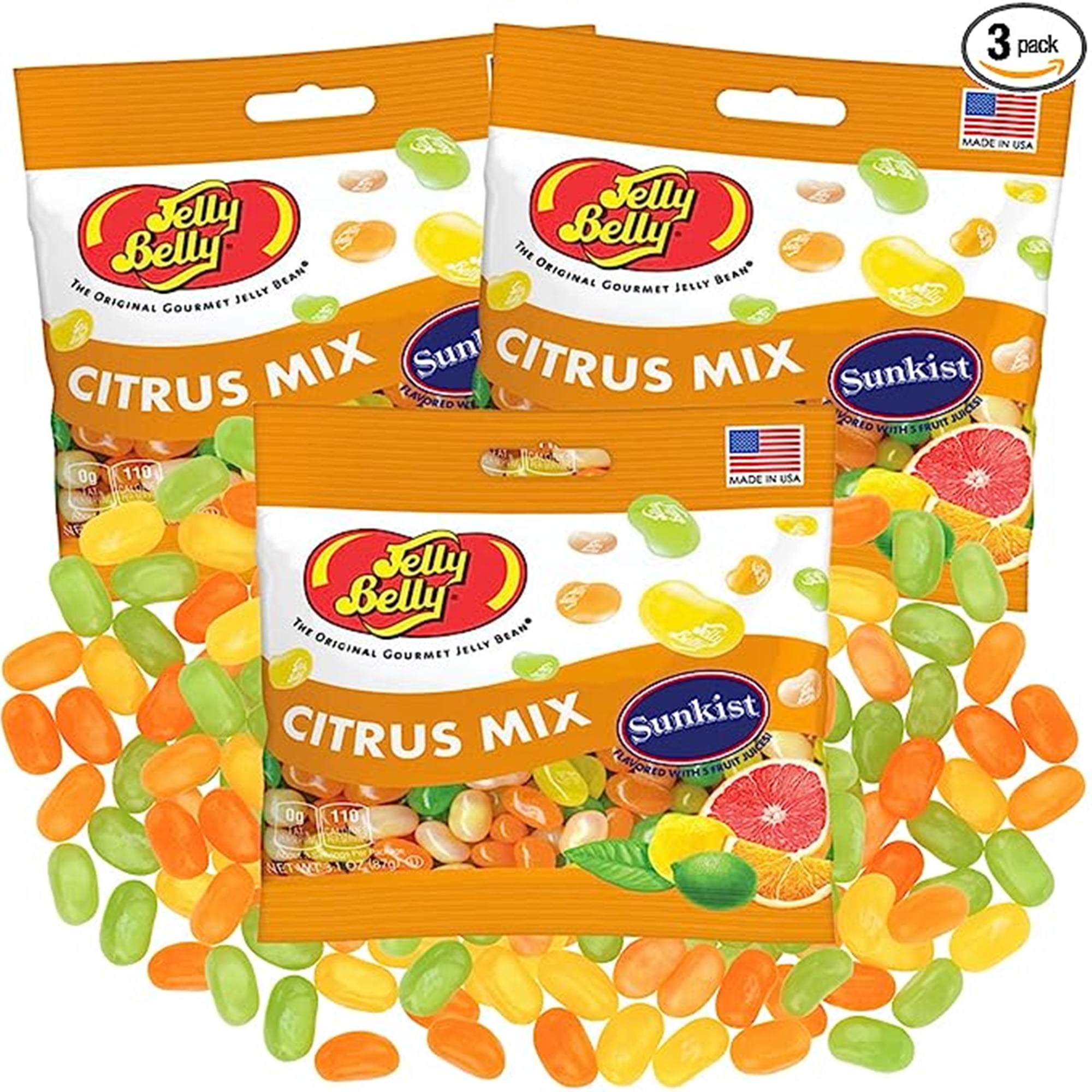 Citrus Mix Jelly Beans, Assorted Fruit Flavored Candy, Pack of 3, 3.1 ...
