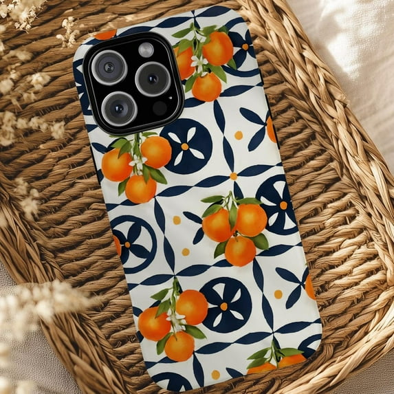 Citrus Orange Fruit Tile Mediterranean Aesthetic Phone Case with iPhone ...
