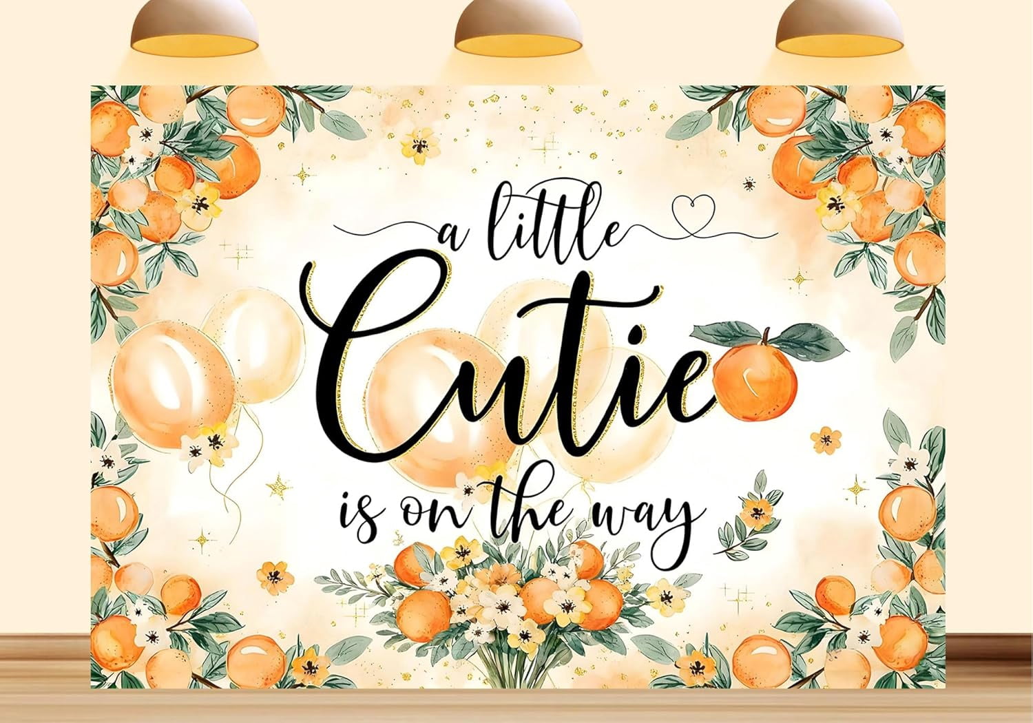 Citrus Orange Gender Reveal Backdrop A Little Cutie is On The Way ...